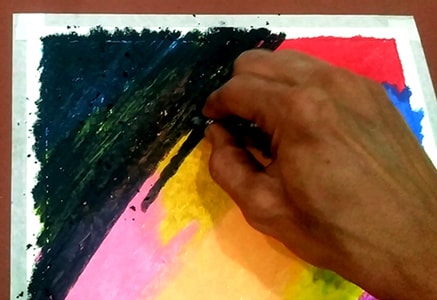 Tutorials - Oil Pastels portrait using the scraping technique