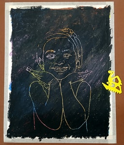 Tutorials - Oil Pastels portrait using the scraping technique