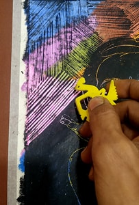 Tutorials - Oil Pastels portrait using the scraping technique