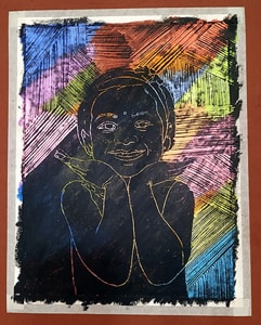 Tutorials - Oil Pastels portrait using the scraping technique