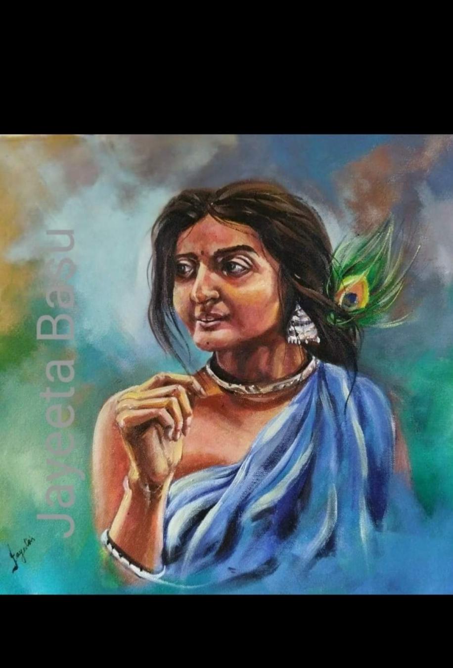 Lady with peacock feather created by Jayeeta Basu