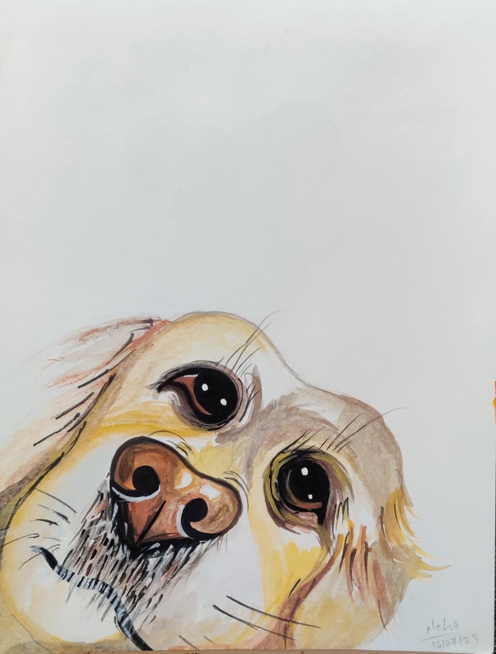 Cute puppy face using Camlin artist water colors.. created by ...