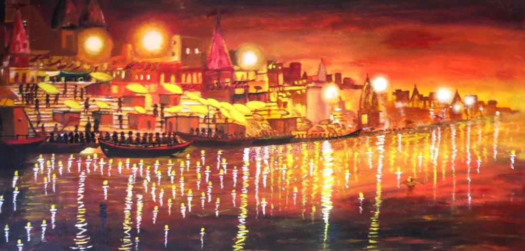 Mesmerising night at Banaras ghats created by Anjanagarg03