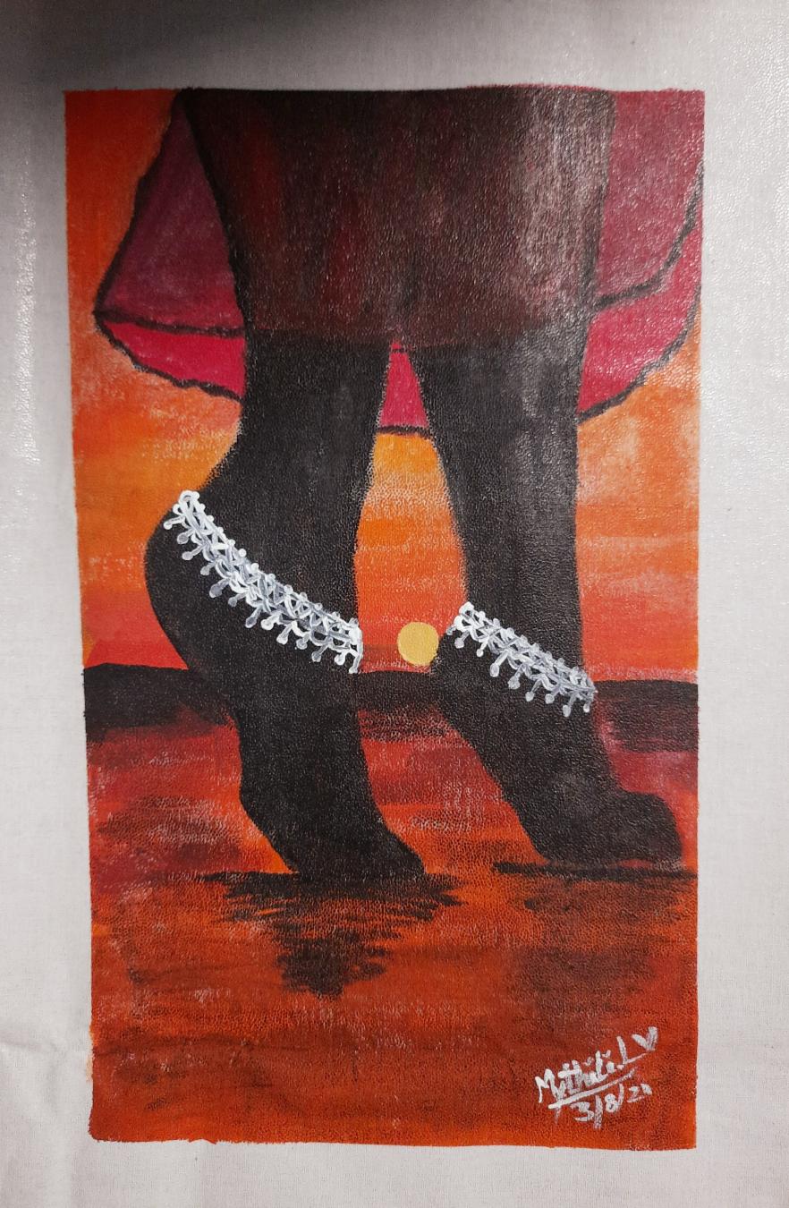 Acrlylic painting created by Mythili V