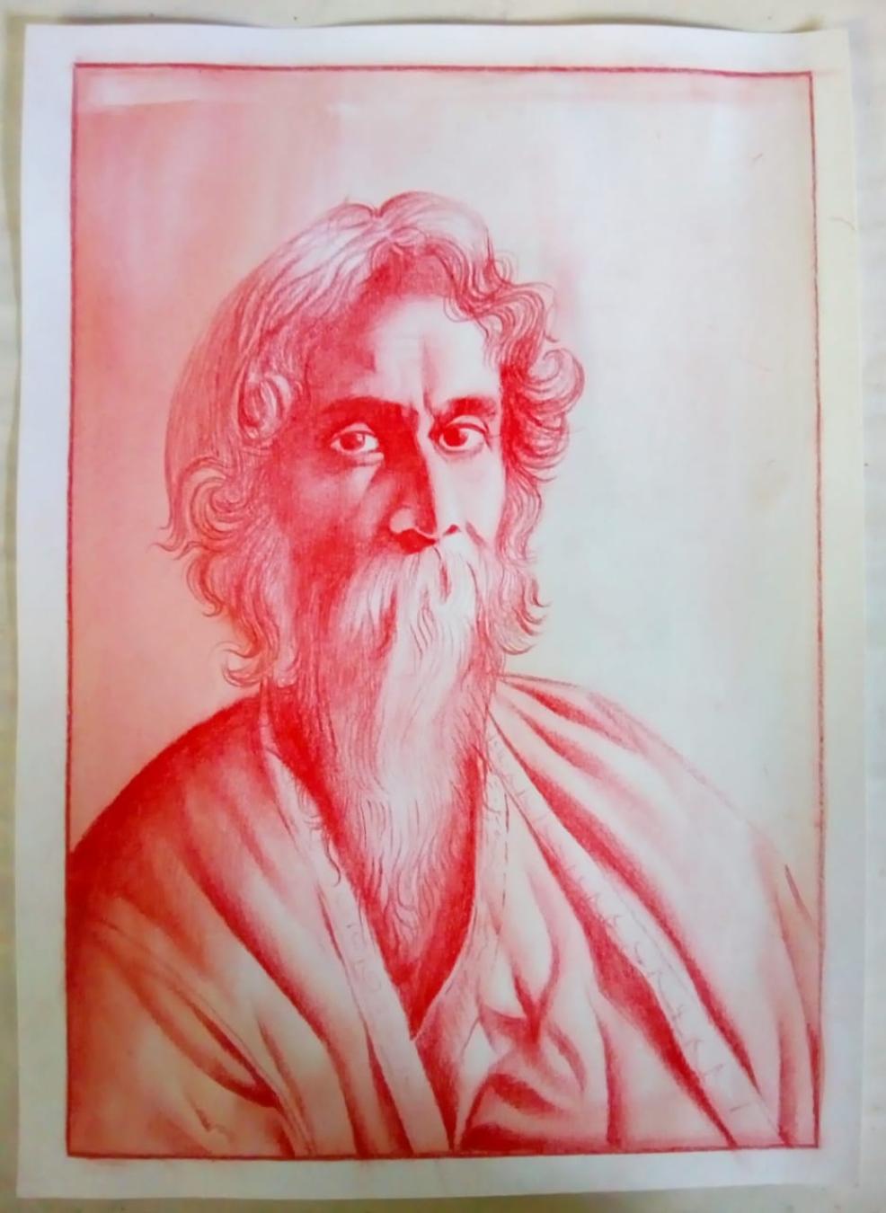 Portrait of Robindranath Tagore created by MR JOSI
