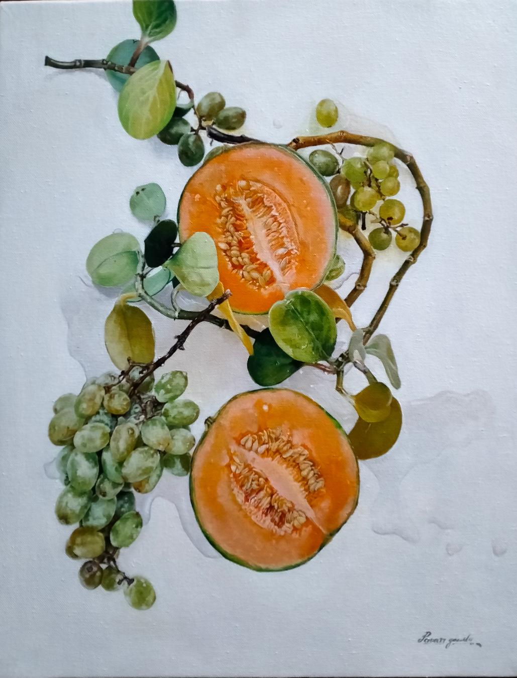 Bounty of Macmillan: Fruits, Grapes, and Leaves Still Life" created by ...