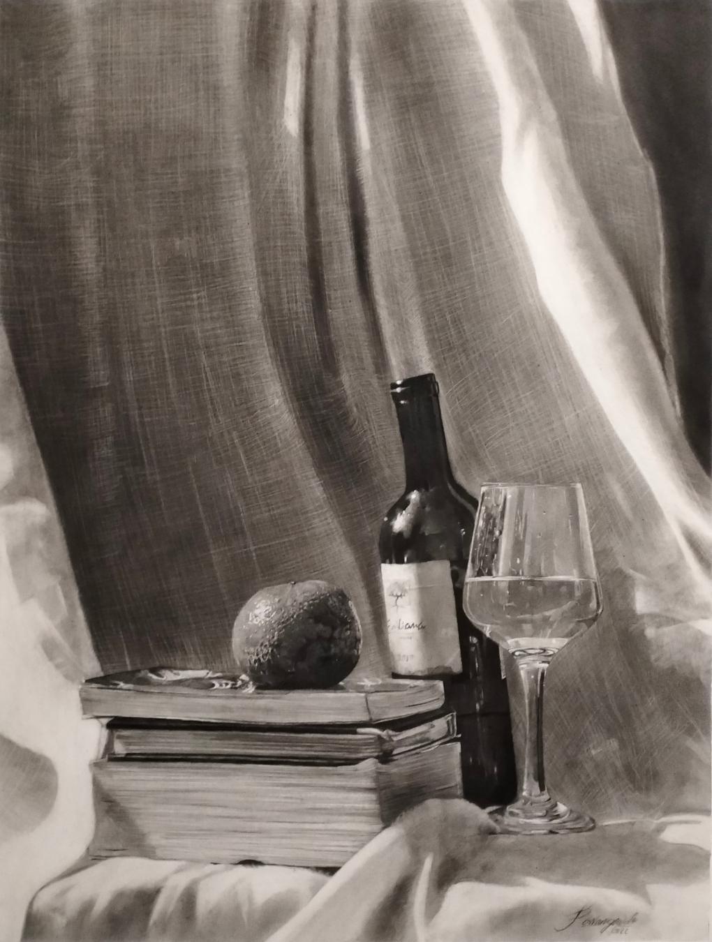 “Still Life with Wine and Wisdom." created by Pavan gowda