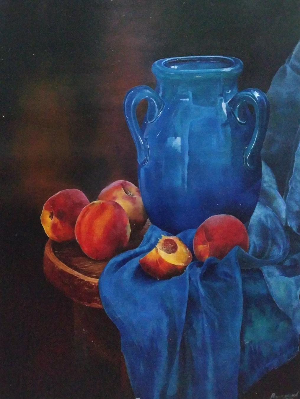 "Blue Jug, Cloth, and Apples Ensemble" created by Pavan gowda