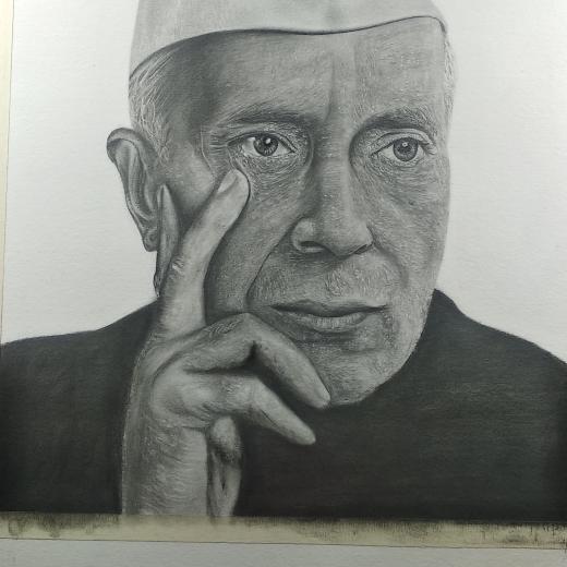 Jawaharlal Nehru Hyper realistic drawings created by B Sai