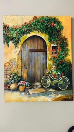 Acrylic painting, Emboss Painting, Mirror work, Colour Pencil Potrait ...