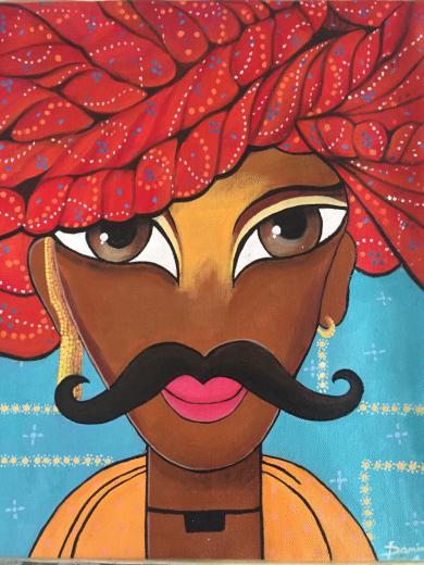 Acrylic painting, Emboss Painting, Mirror work, Colour Pencil Potrait ...