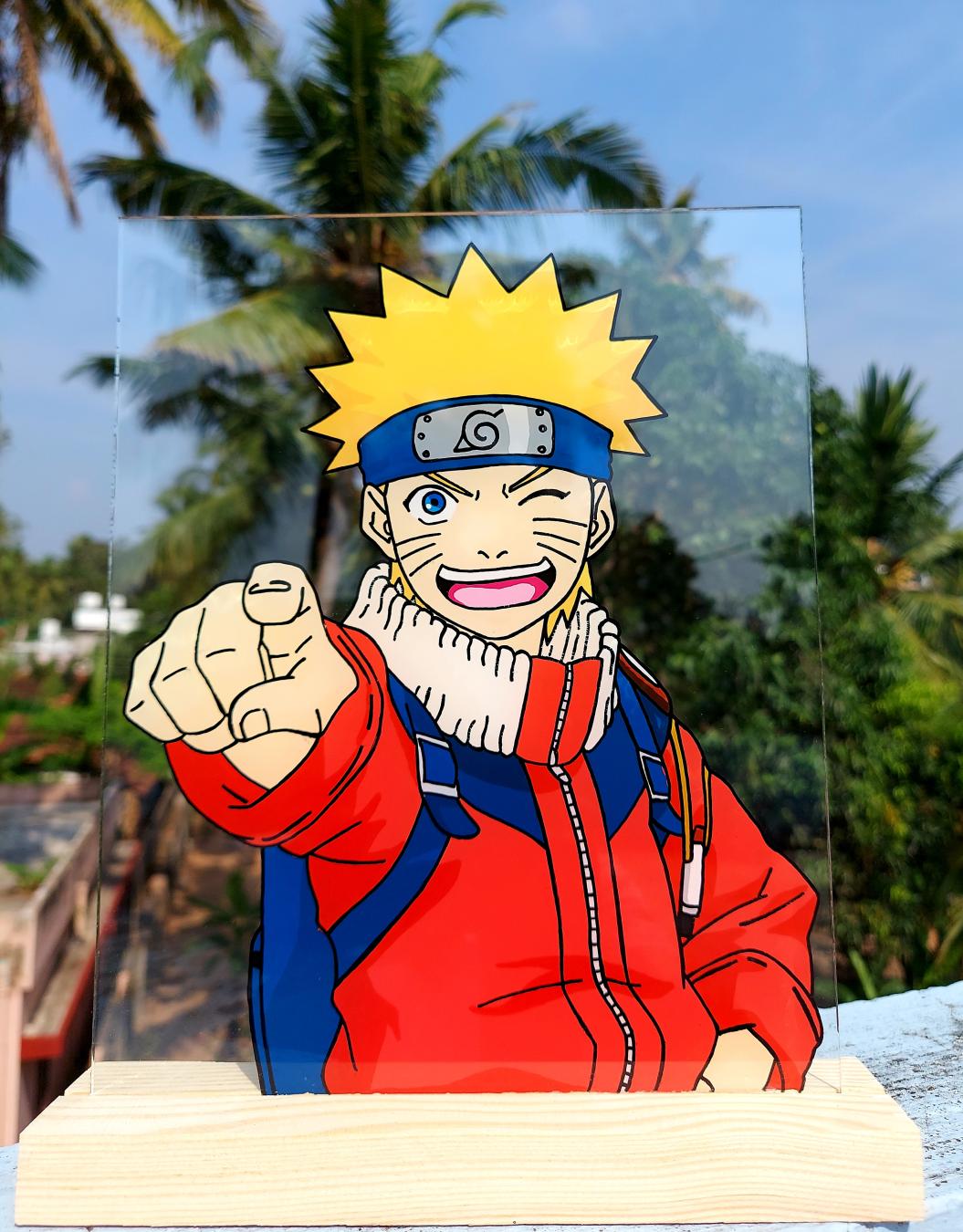 Naruto glass painting created by Ashwin Saji