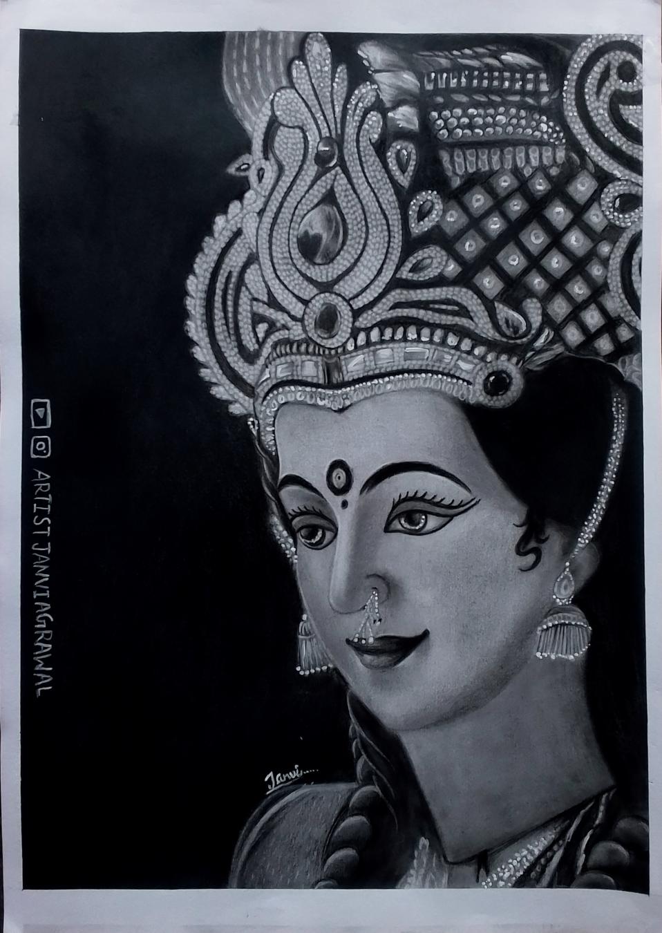 how to draw the face of durga maa