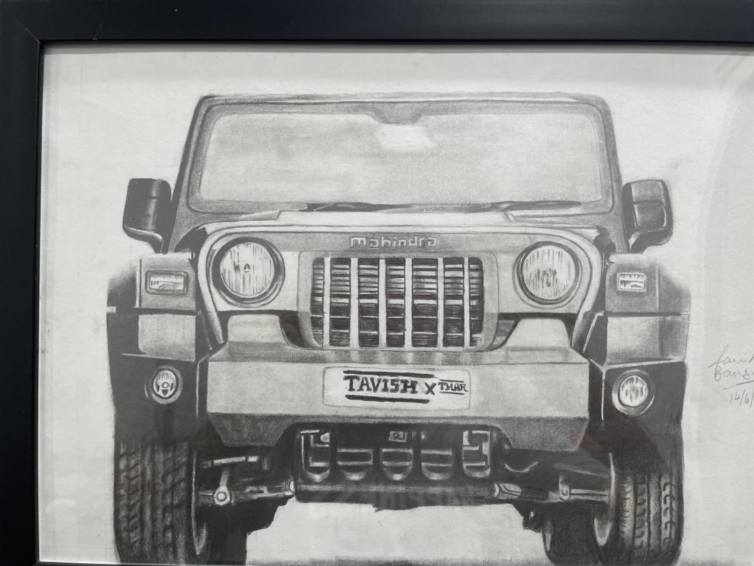 Mahindra Thar Sketch created by Tavish Bansal