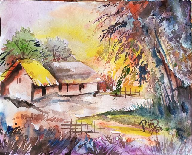 Water colour on paper created by Pintu Ghosh