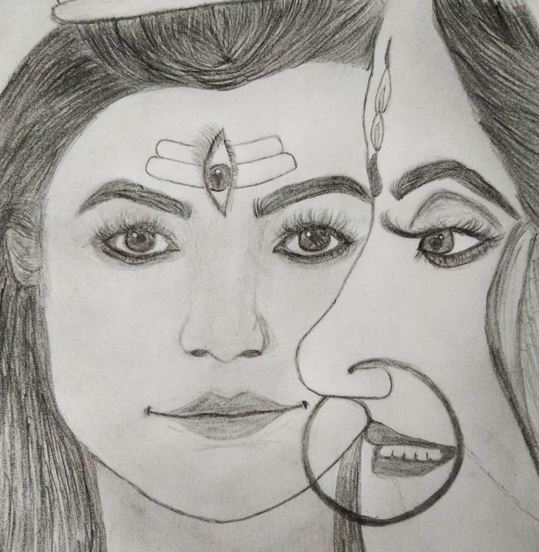 Shiv parwati ji sketch created by Rashika jain