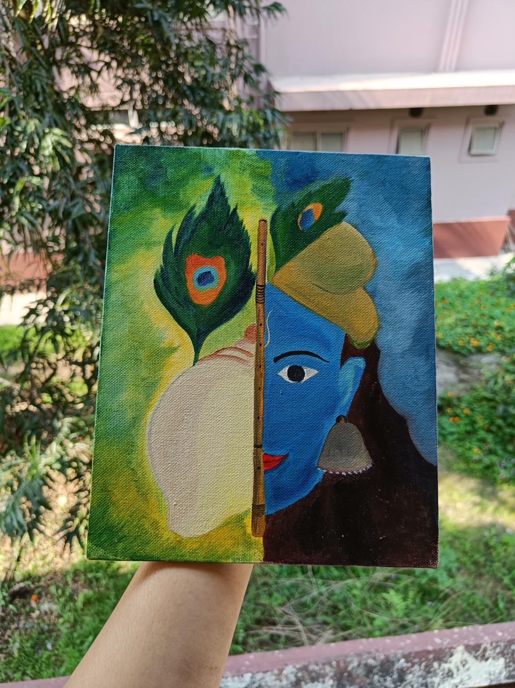 Kanha amidst the blue sky and green nature. created by Ankita Kakoti