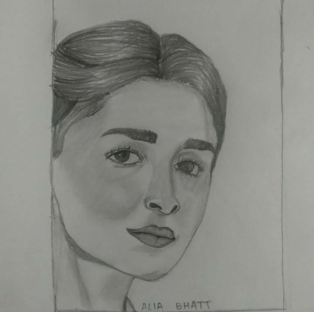 Alia Bhatt pencil sketch created by Kulsum