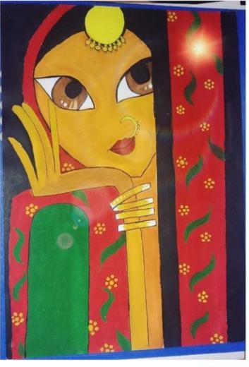 Madhubani art painting created by Ankita Negi