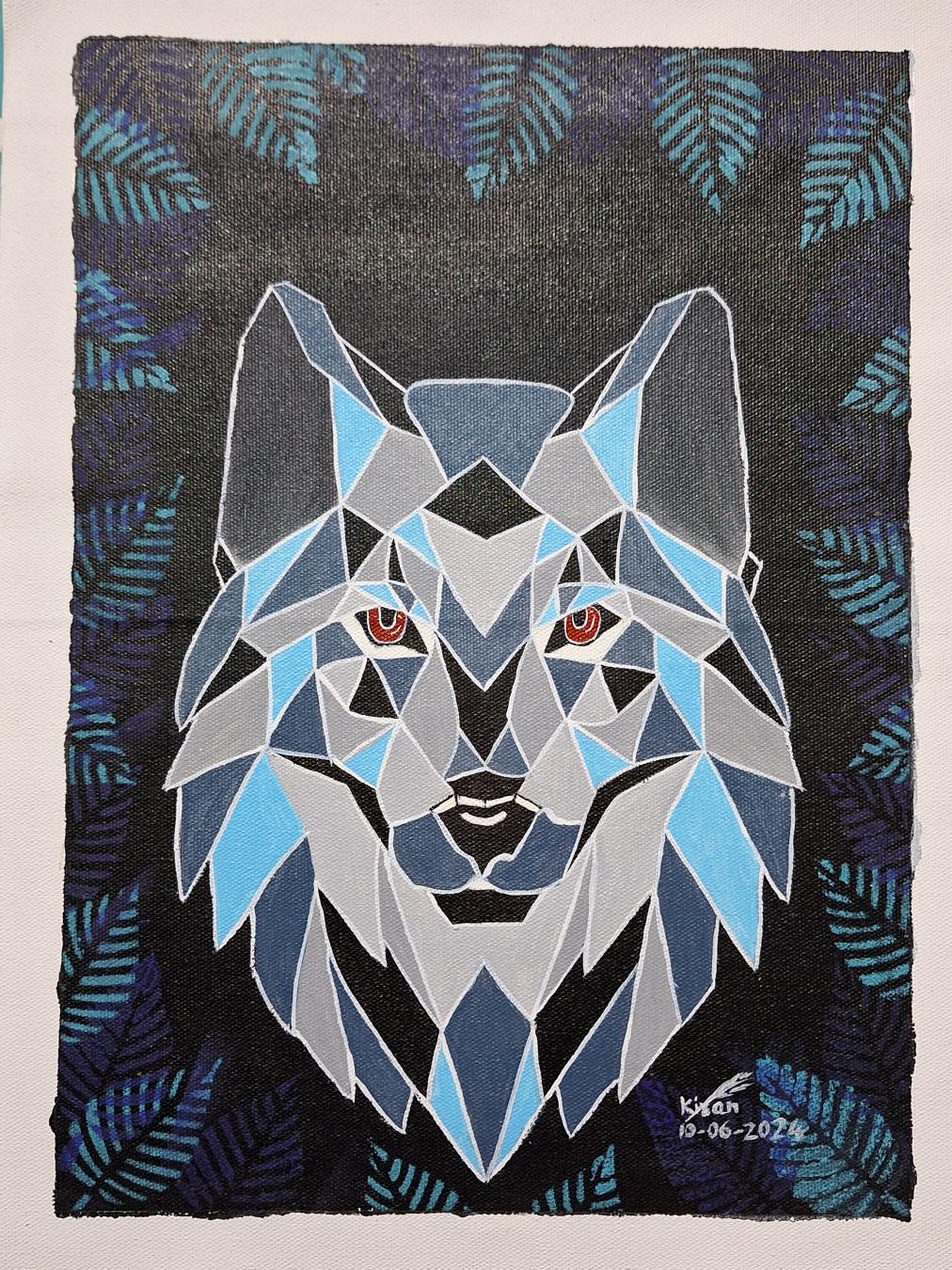 Mosaic wolf created by Lakshmi Kiran
