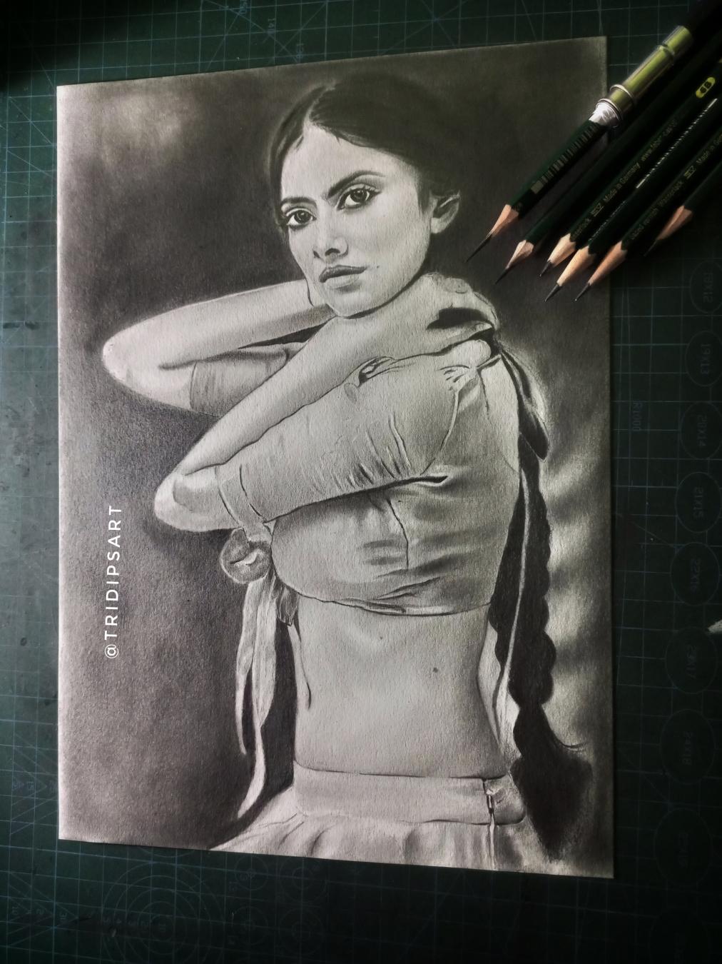 Realistic pencil art created by Tridip Sarma