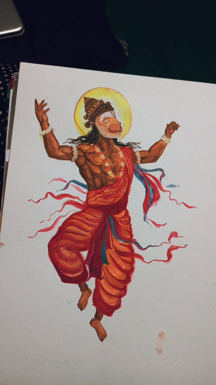 Hanuman ji painting created by Sakshm Verma