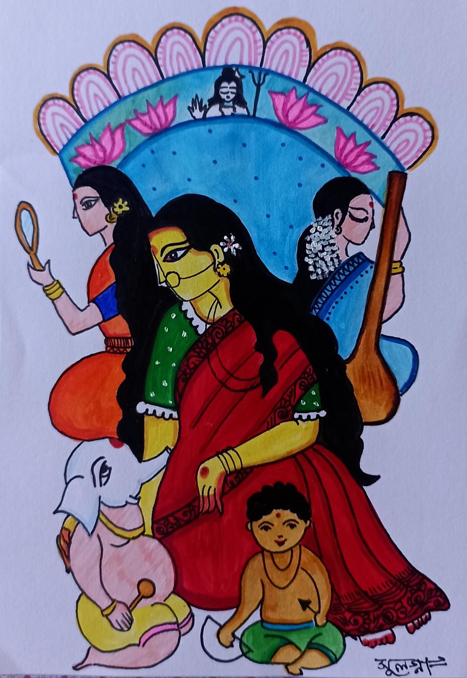 Durga Ma created by Hitarthee Bhattacharjee