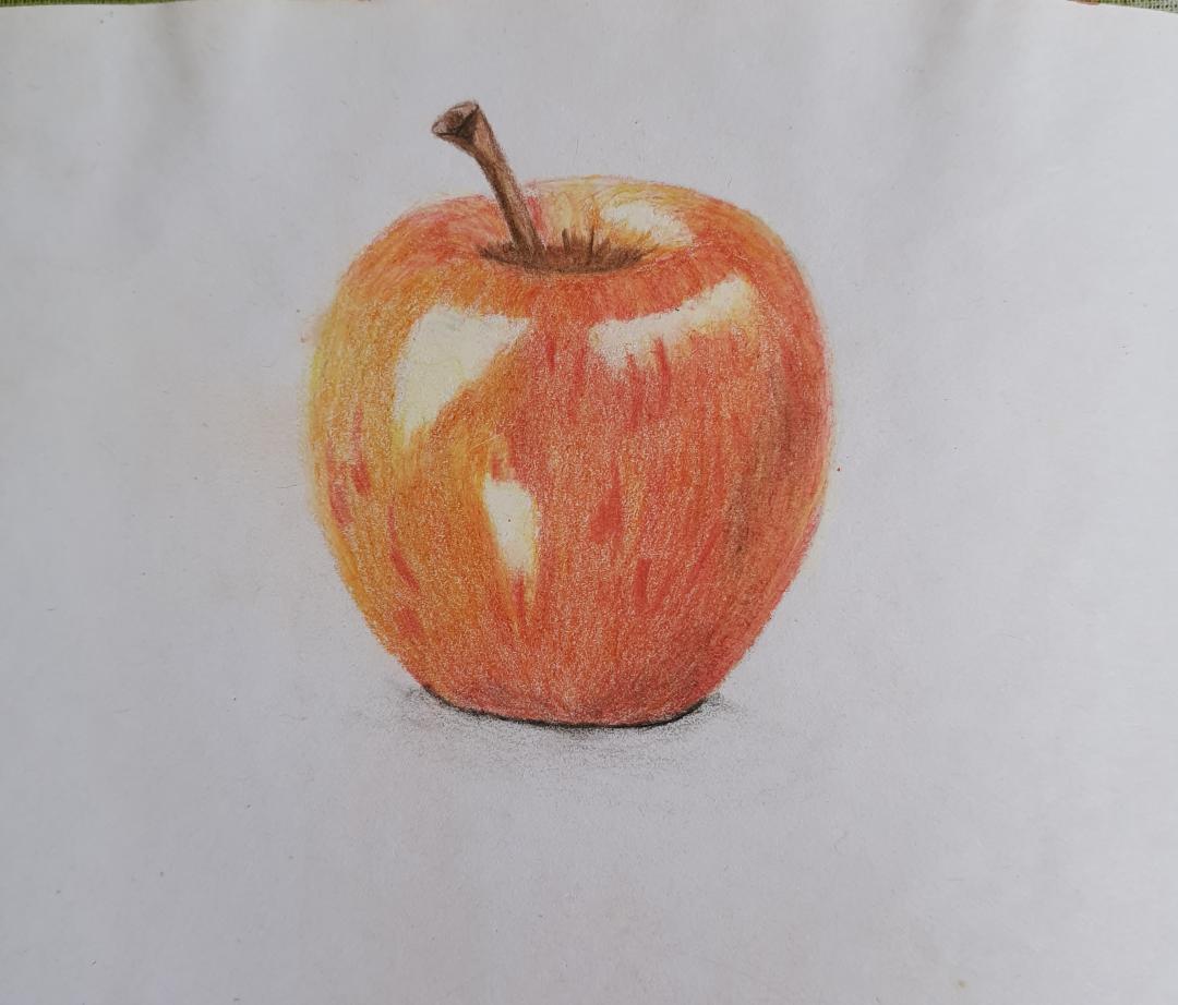 Red Apple drawing with Colored Pencil created by Prachi S
