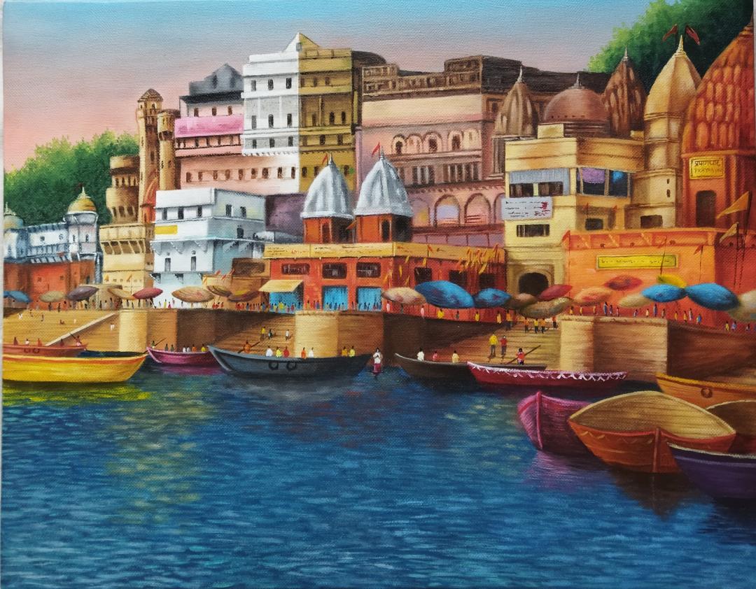 Benaras ghat created by Shreya Tibrewal