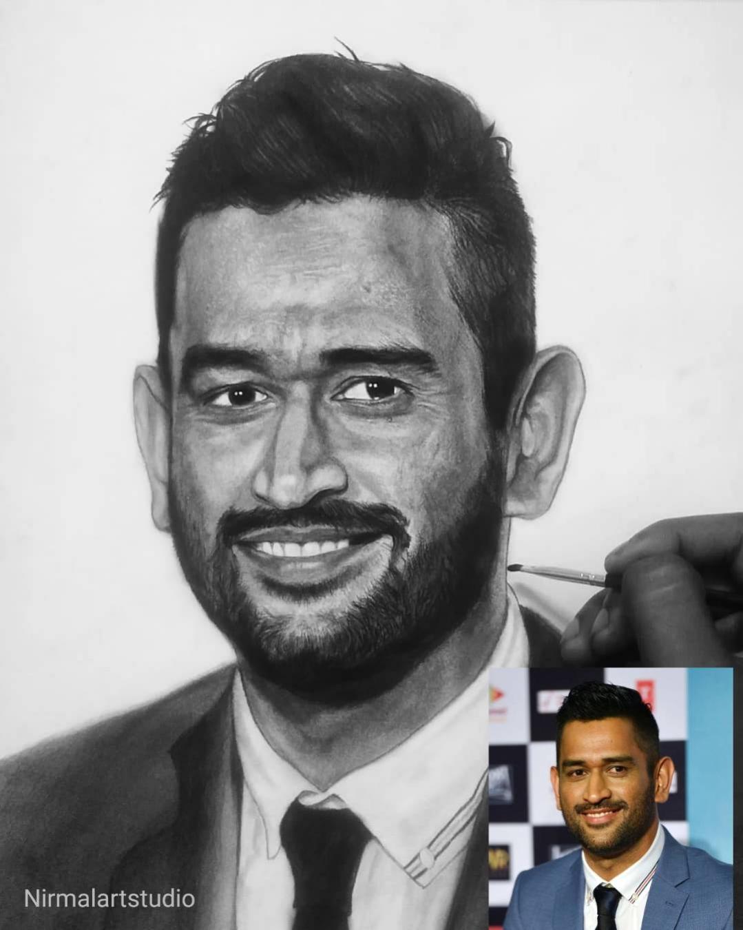 Ms Dhoni Hyper realistic portrait created by nirmal thakur