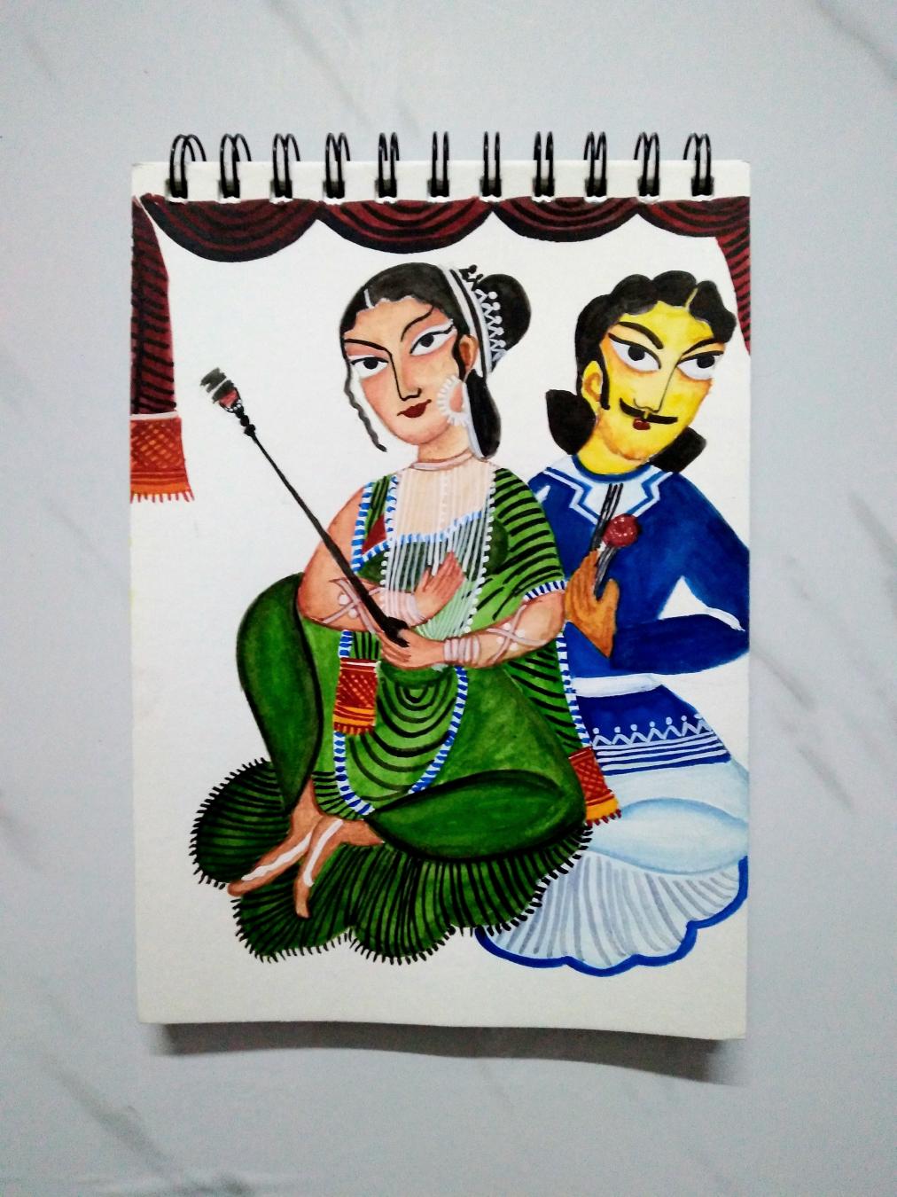 KALIGHAT PAINTING created by Sumi ghosh