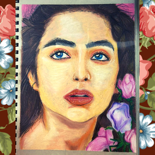Rare Beauty Oil Pastel Drawing created by Sucheta dhawan