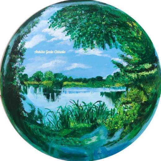 Convex Mirror acrylic painting on MDF sheet created by Ankita Rohan