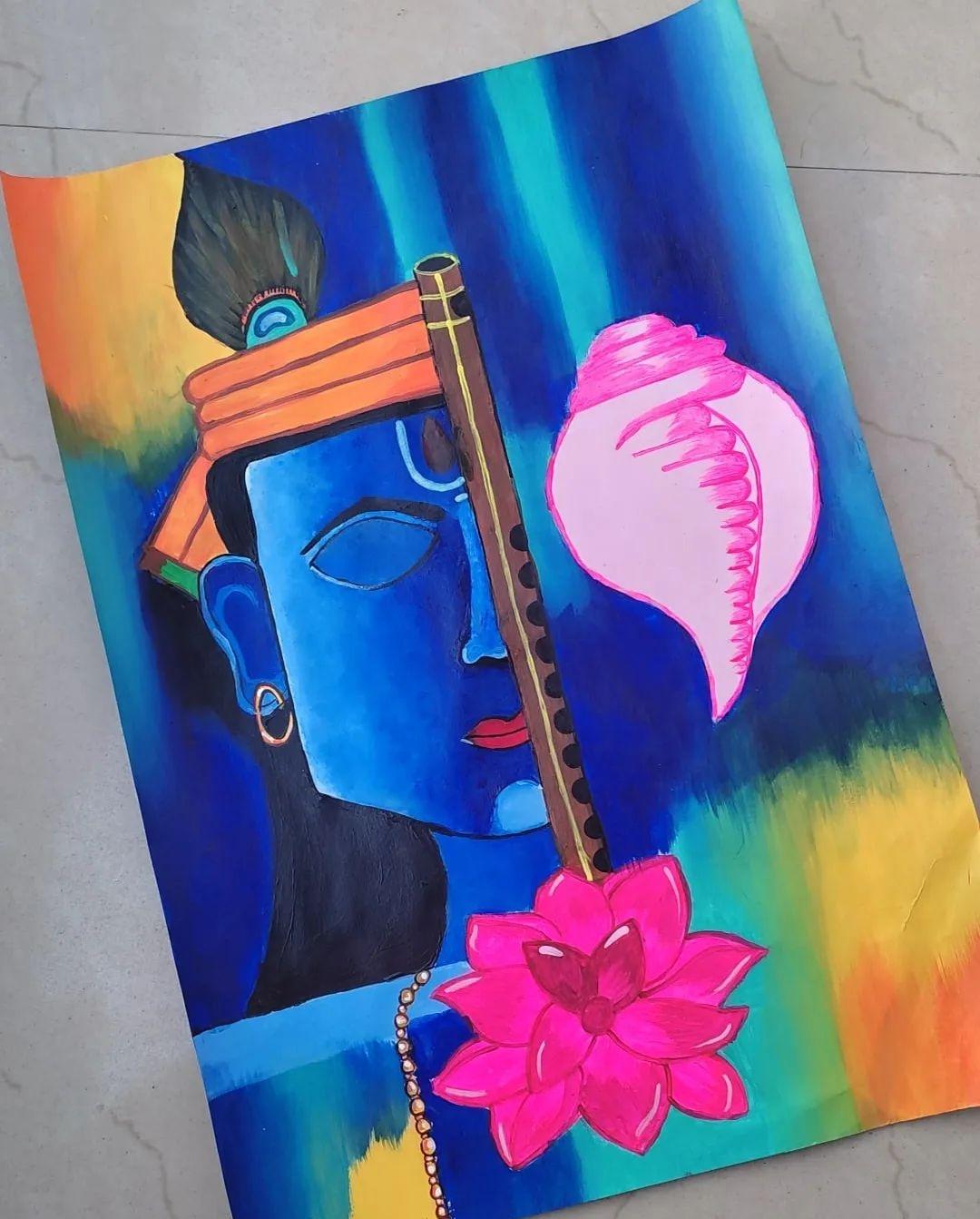 Krishna ji acrylic painting created by Ridhi Malhotra