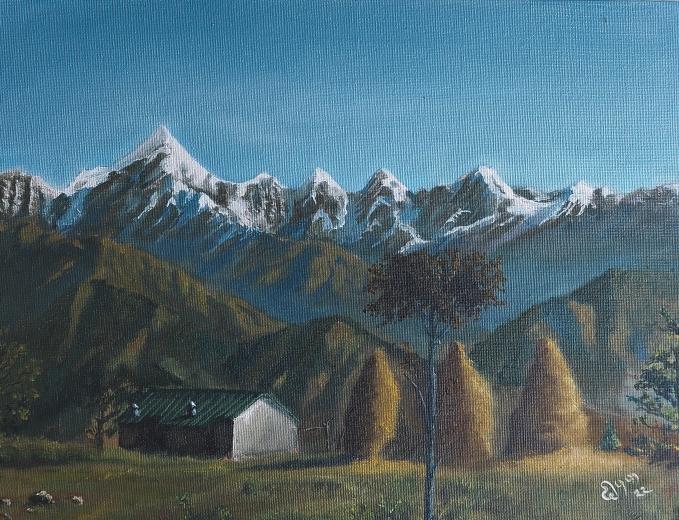 Village at Munsiyari created by Deepak Chand