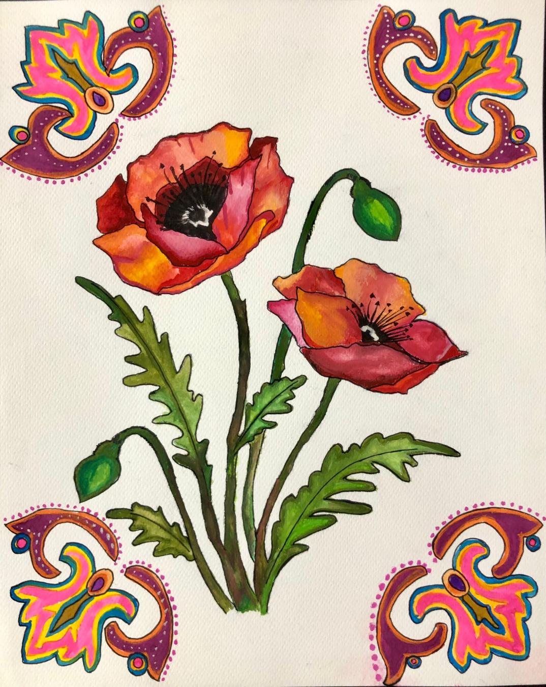 Watercolor Painting: Blossoming Beauties created by Shagun Gupta