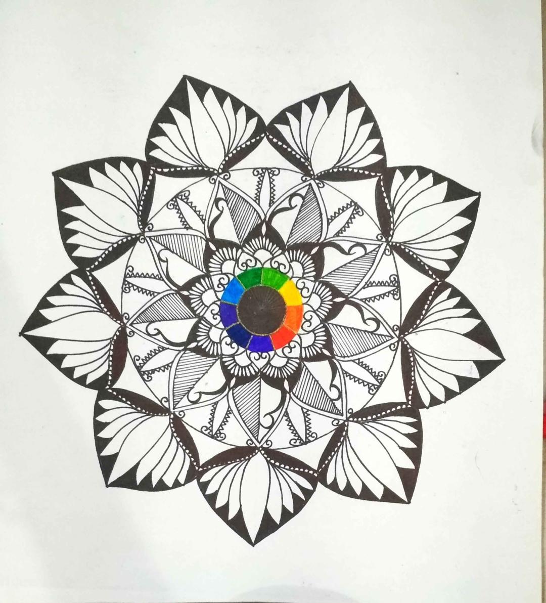 Color Wheel Mandala: Radiating Harmony created by Tanpreet Kaur