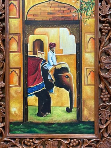 Oil painting on canvas and Artwork with Rangoli angoli Colours created ...