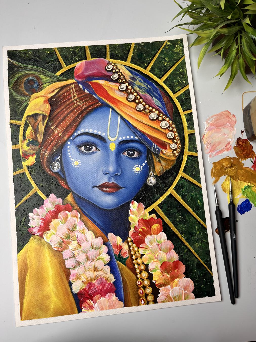 Krishna drawing created by Sanju Arts