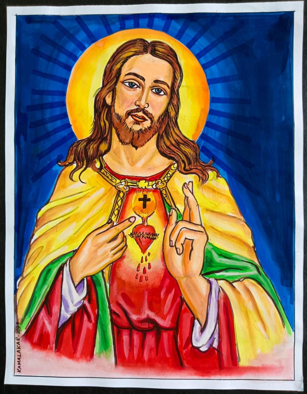 JESUS POSTER PAINTING created by MATETI KAMALAKAR