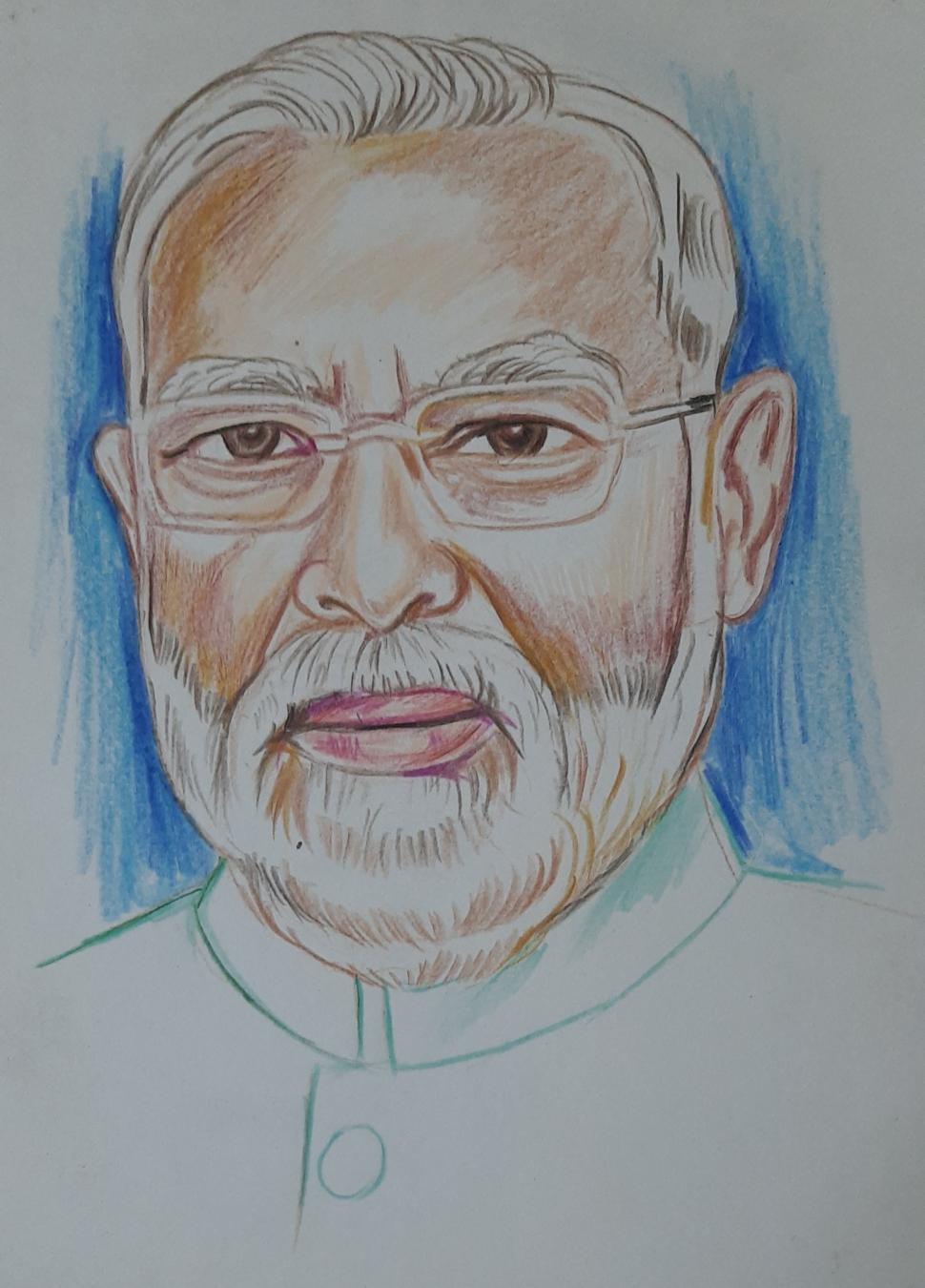 Narendra Modi Colour Pencil Portiat created by MATETI KAMALAKAR
