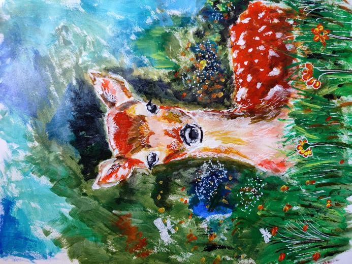 Beautiful deer painting created by ATHARVA NATEKAR