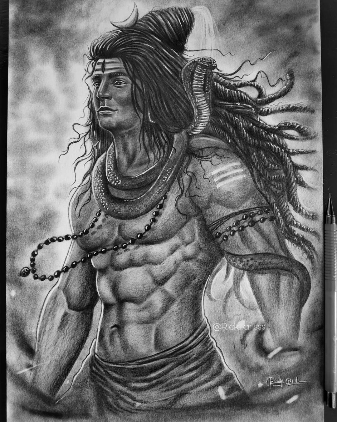 Radha Krishna and Shiva sketch created by Ricky Mehta