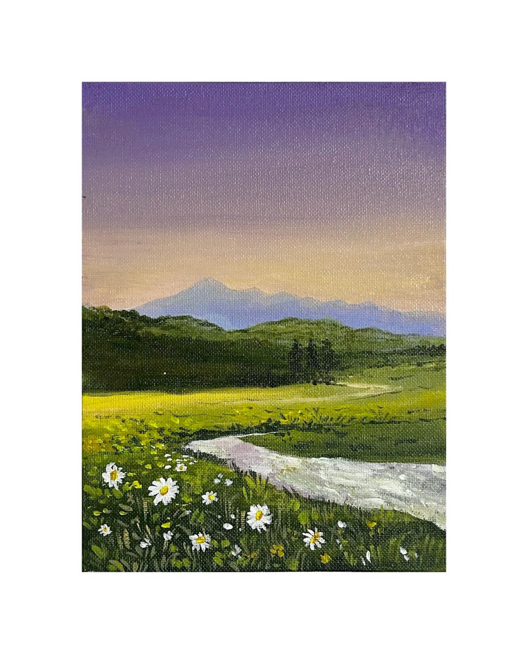 Serene Meadows at Dusk created by Arooshi Mathur
