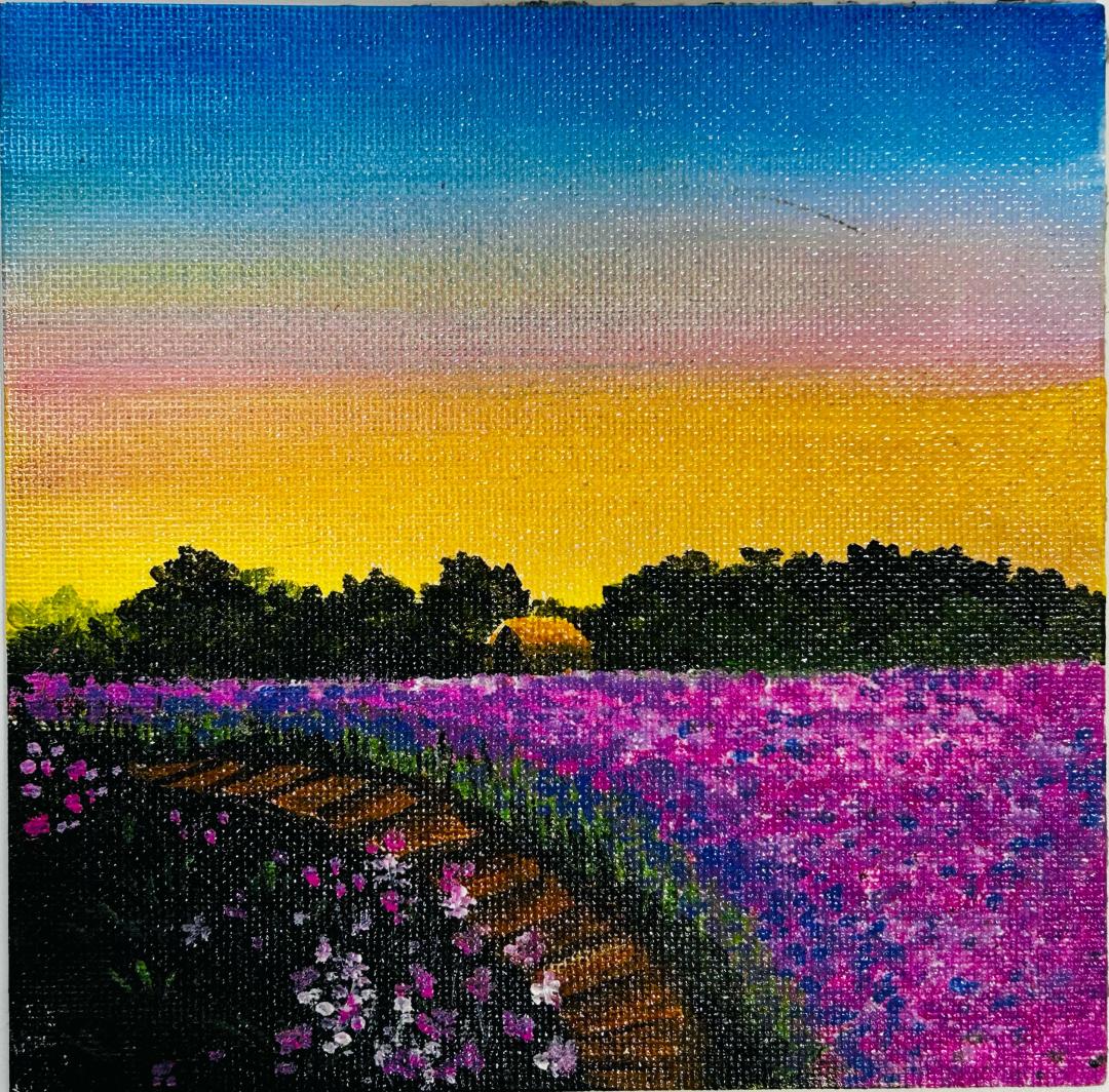 Golden Hour in Lavender Fields created by Arooshi Mathur