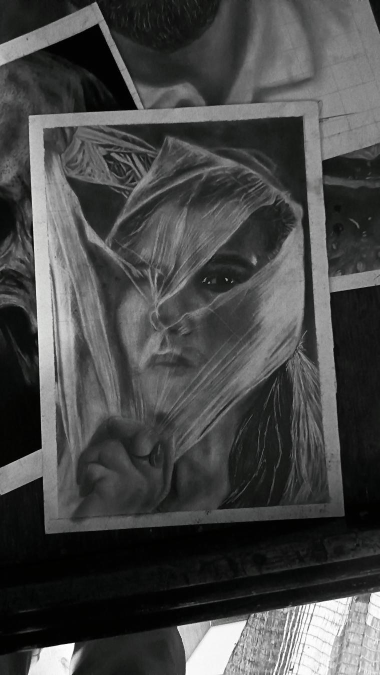 Girl looking from polythin created by Art athlete