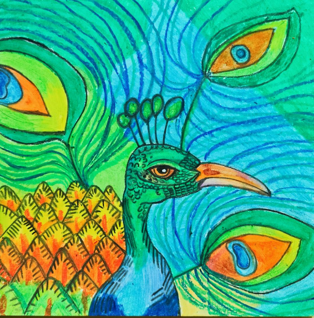 Vibrant Feathers : "Peacock" the bird of India created by Sukant Shivi