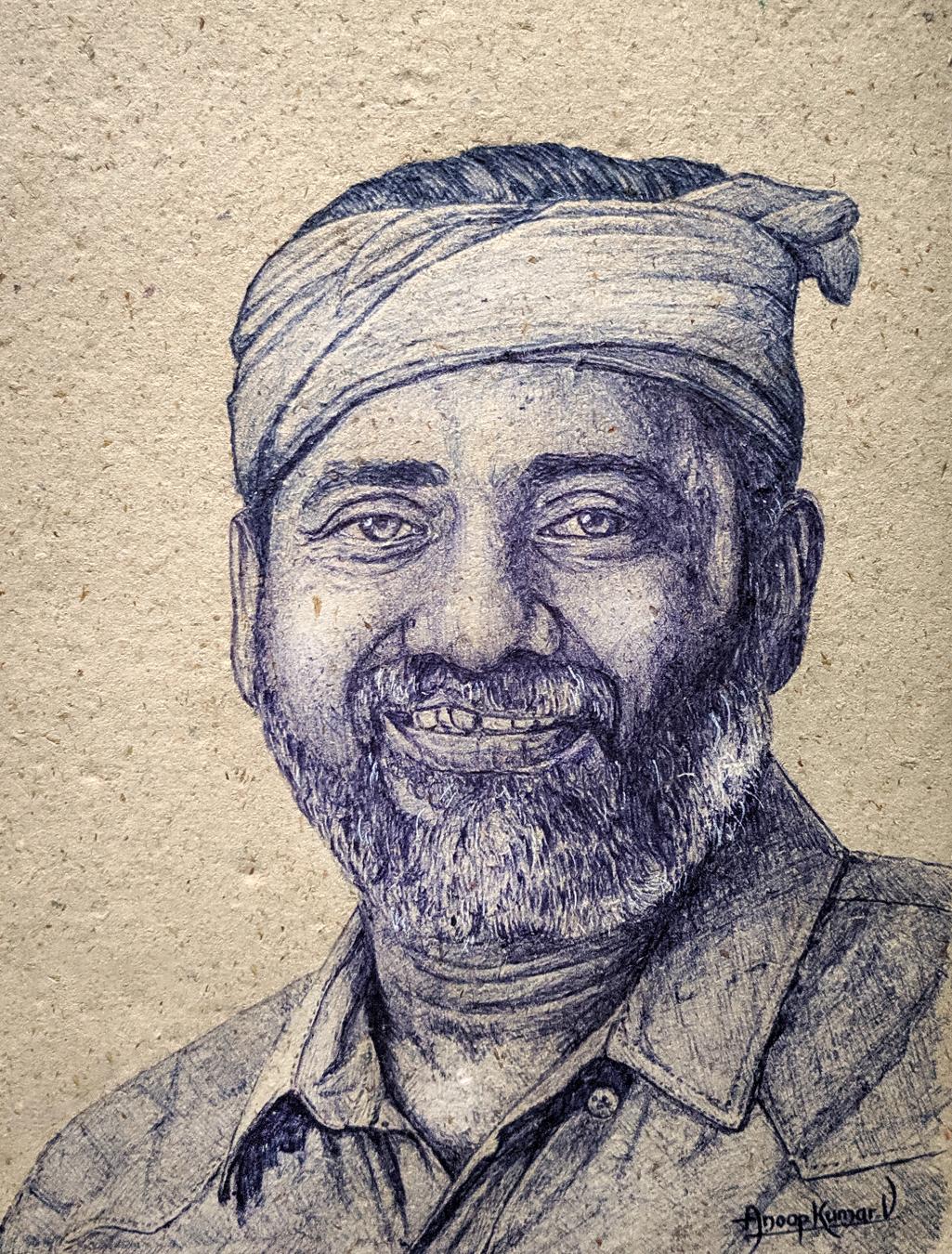 Ball Pen Portrait created by Anoop Kumar