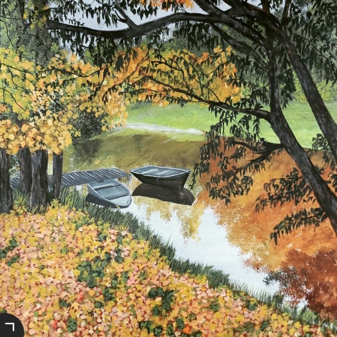 Landscape paintings created by Nandini Saha