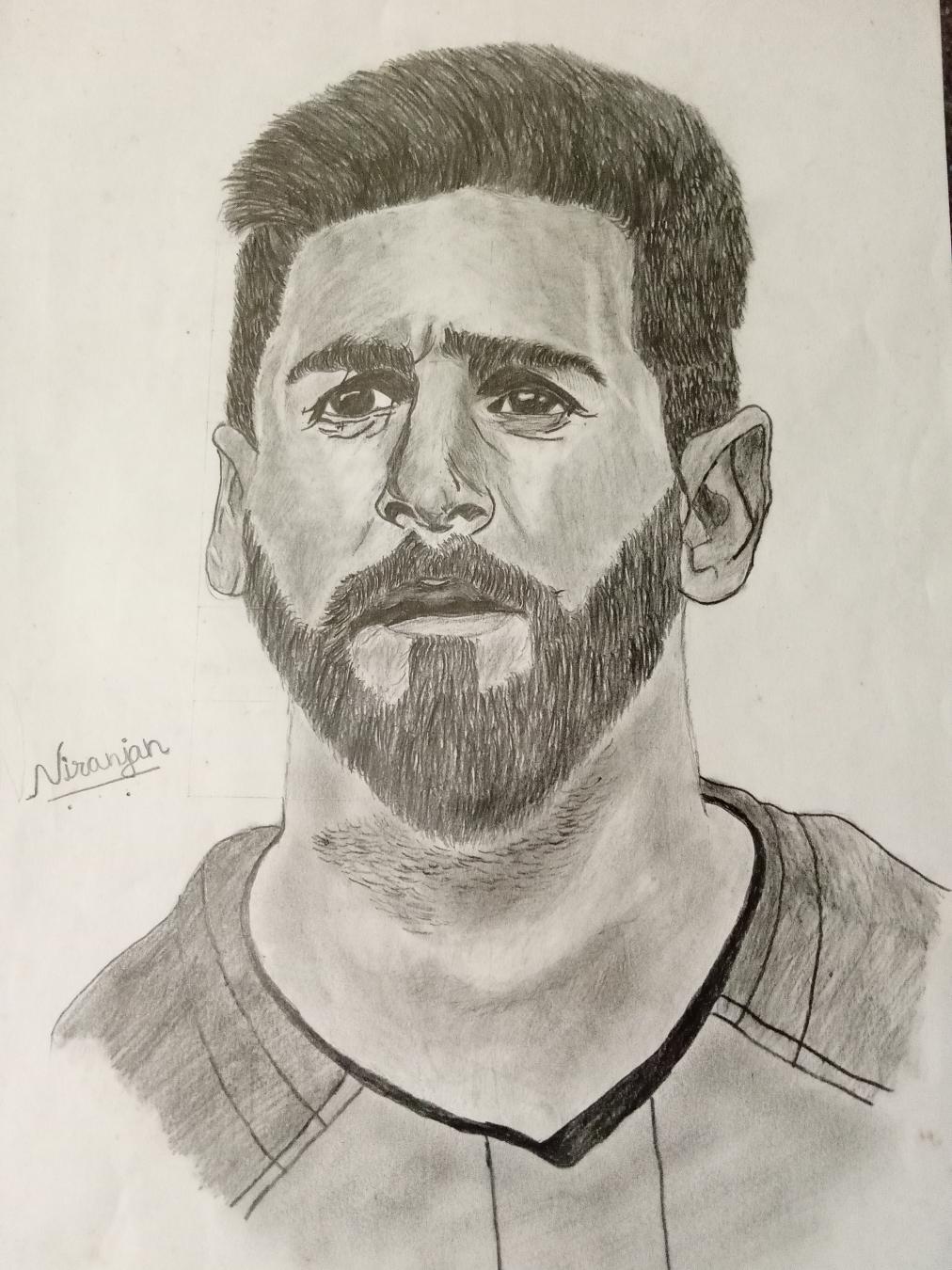 PENCIL DRAWING OF LIONEL MESSI created by Its me artist Niranjan